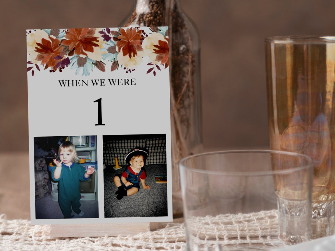 When We Were Age Wedding Table Numbers Rustic Flowers Editable Template ...
