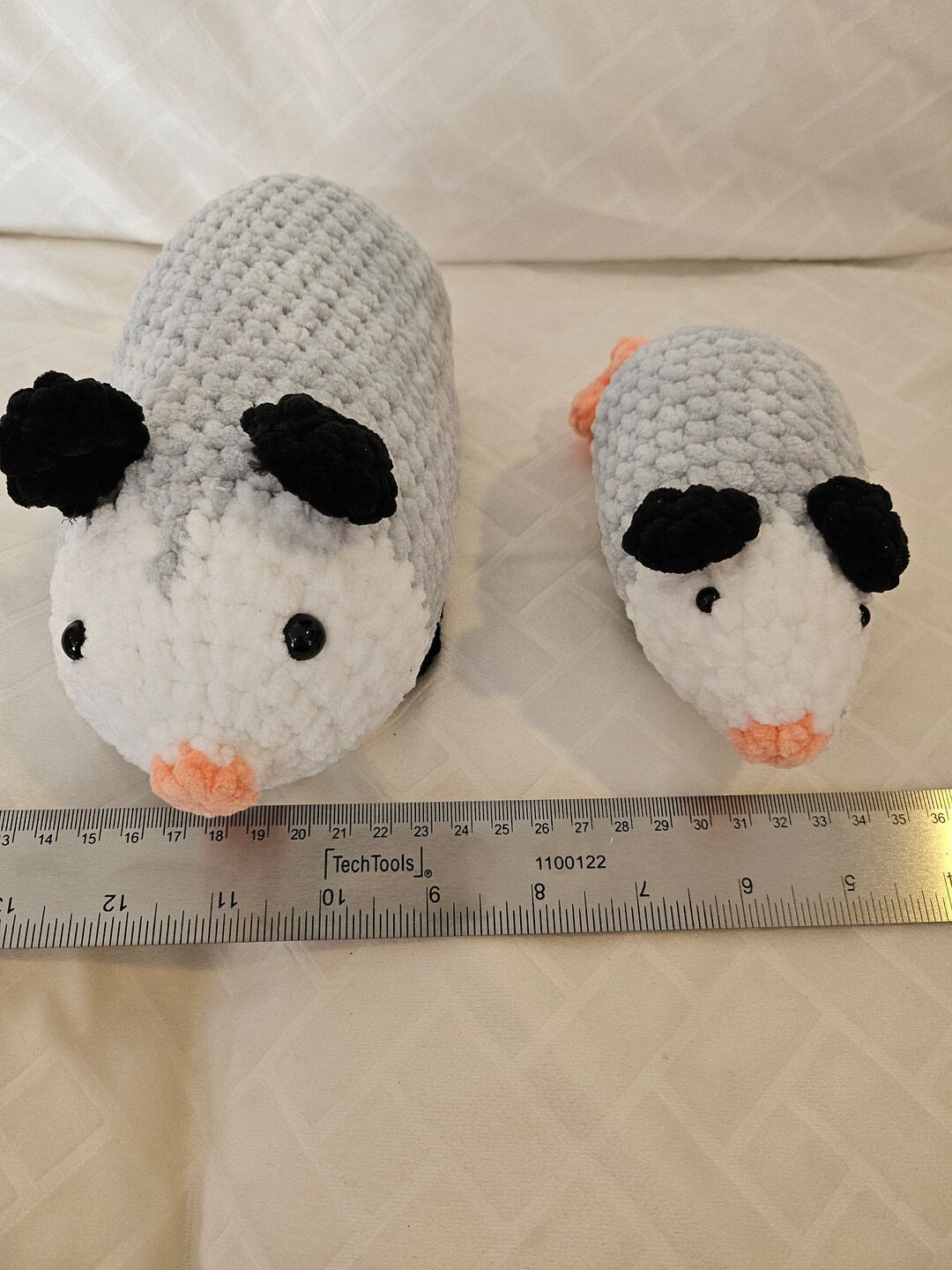 Handmade Crochet Ready to Ship: Opossum or Possum Gray and White Large ...