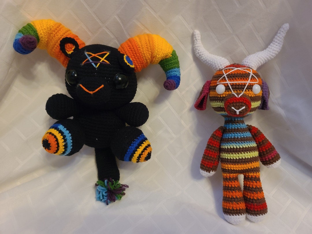 Ready to Ship Crochet Baphomet Goat 10 Rainbow Stripes Multicolor ...