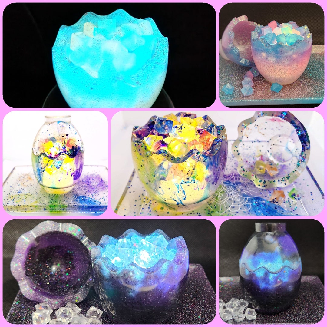 CUSTOM - Egg W Crystal Ice, Led Tealight, and Matching Tray - MADE to ...