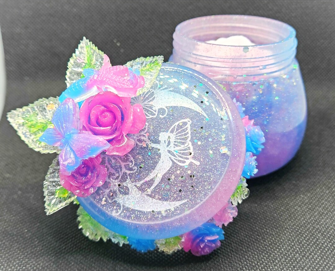 Rose Fairy Jar in Cotton Candy W/ Led Tea Light - Luminescent- MADE TO ...