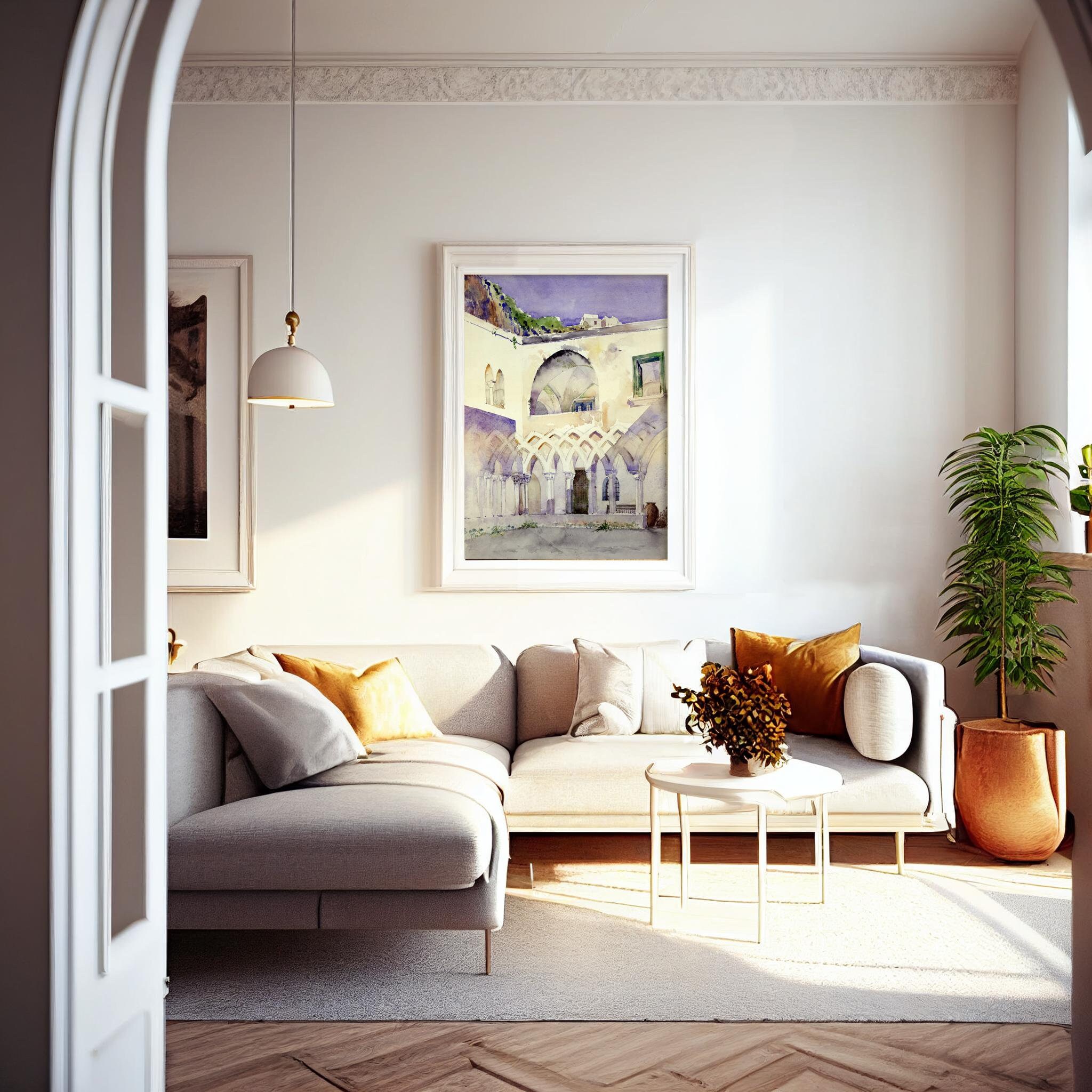 Italian Monastery Courtyard | European Courtyard Painting | Farmhouse ...
