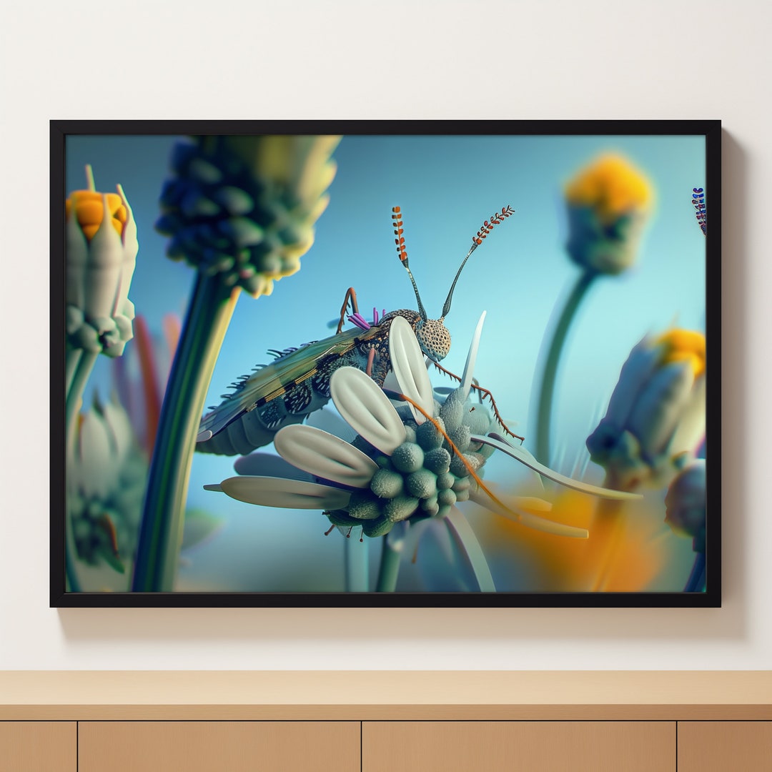 Insect on Flower Print, Pastel Colors Print, Cinematic Lighting Print ...