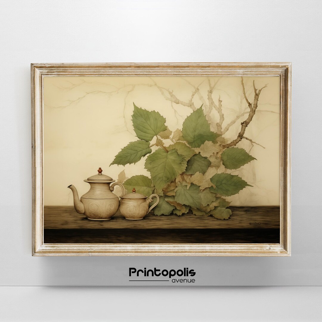 Kitchen Art Leaves Still Life Printable Artwork Vintage - Etsy