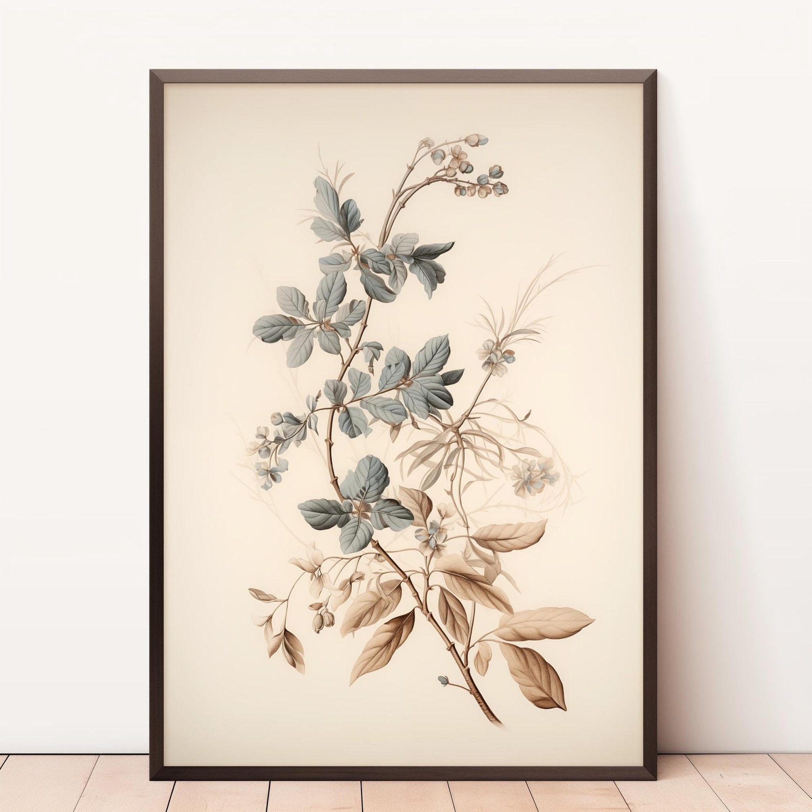 Vintage Botanical Sketch | Home Decor | Vertical Flower Drawing ...