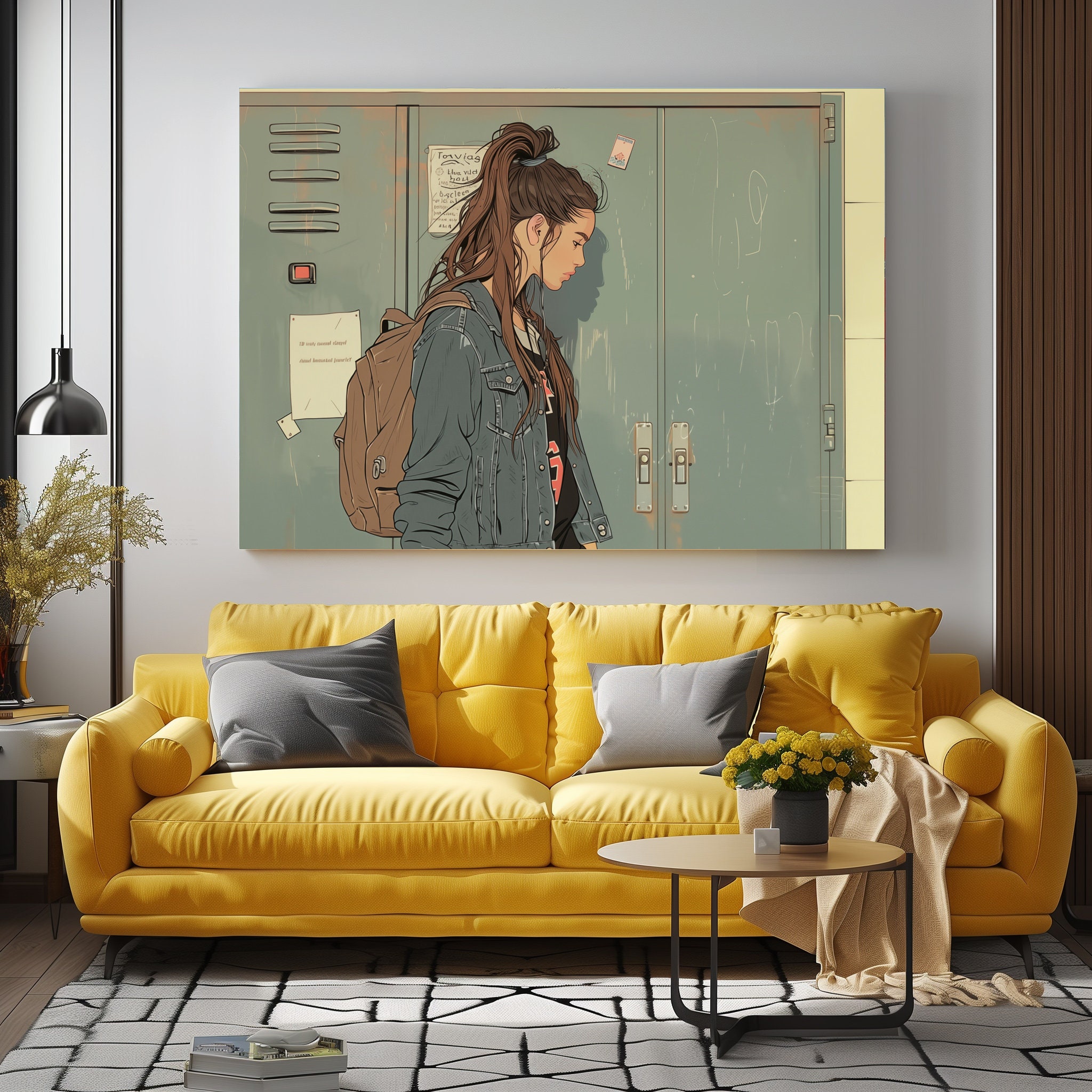 High School Girl Print, Vintage Comic Poster, Japanese Illustration ...