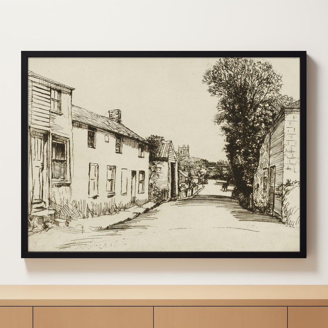 Countryside Village | Vintage Country Landscape Painting | Farmhouse ...