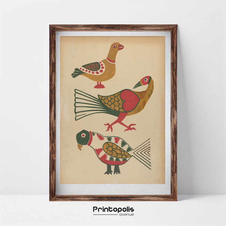 Folk Art You Print America Folk Art Folk Bird Poster - Etsy