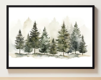 Watercolor Forest, Watercolor Mountains, Watercolor Pine Trees, Forest ...