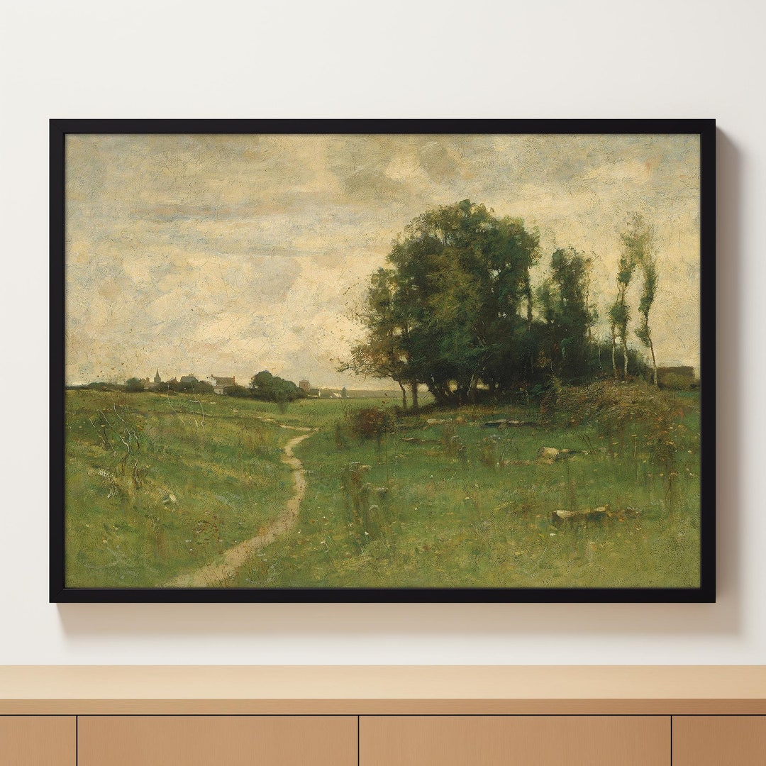 Country Road With a Tree | Countryside Prints | Spring Meadow Painting ...