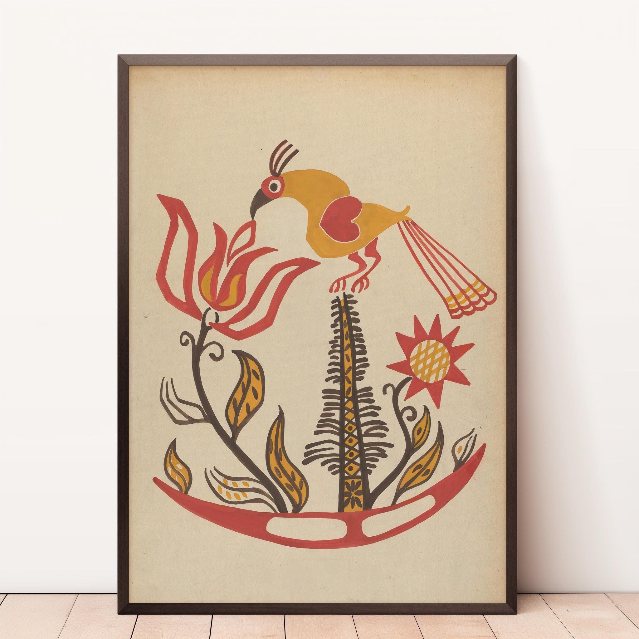 Folk Art You Print America Folk Art Folk Floral Poster Wall Art Home ...