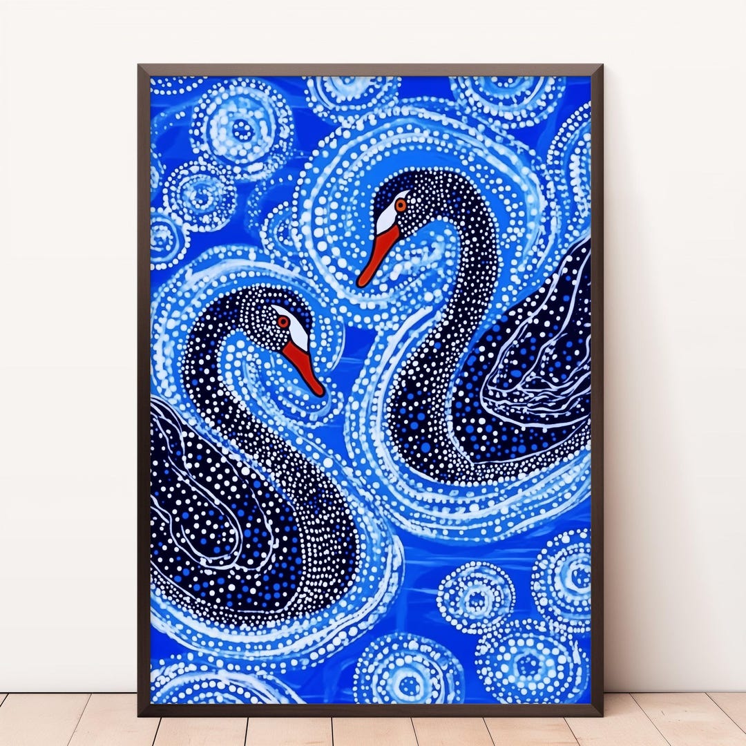 Swans Print, Indigenous Wall Art, Contemporary Wall Decor, Australian ...