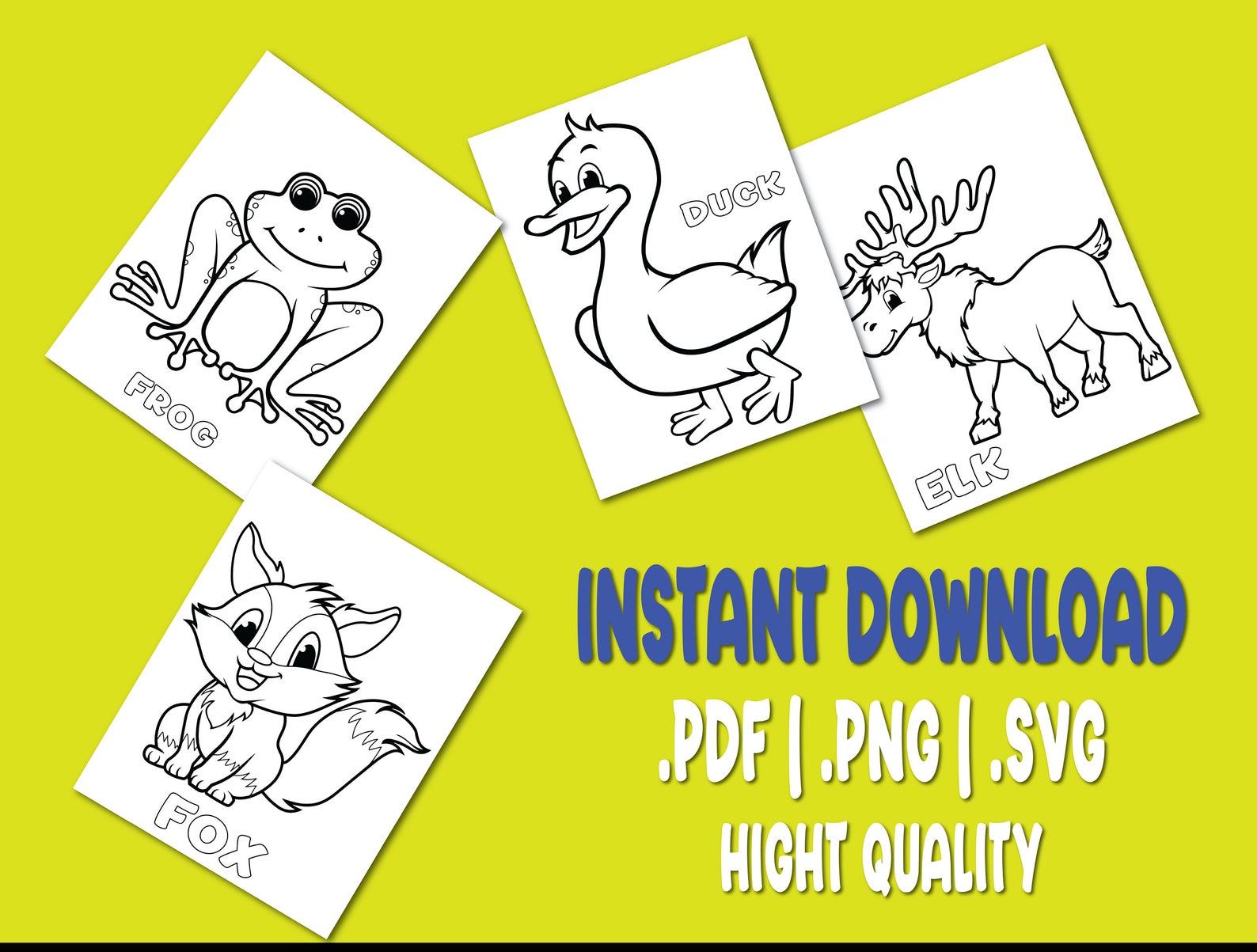 76 Printable Animals Coloring With Name | .svg | .png | .pdf | INSTANT ...