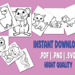 76 Printable Animals Coloring With Name | .svg | .png | .pdf | INSTANT ...