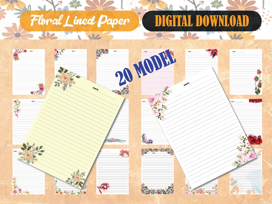 Printable Floral Lined Paper | Letter Writing Paper With Flowers ...