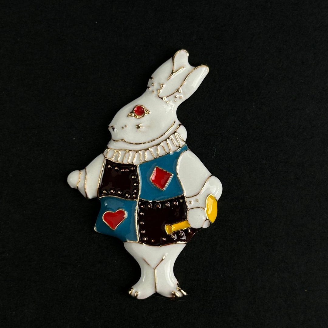 Whimsical White Rabbit Enamel Pin Inspired by Alice in Wonderland - Etsy