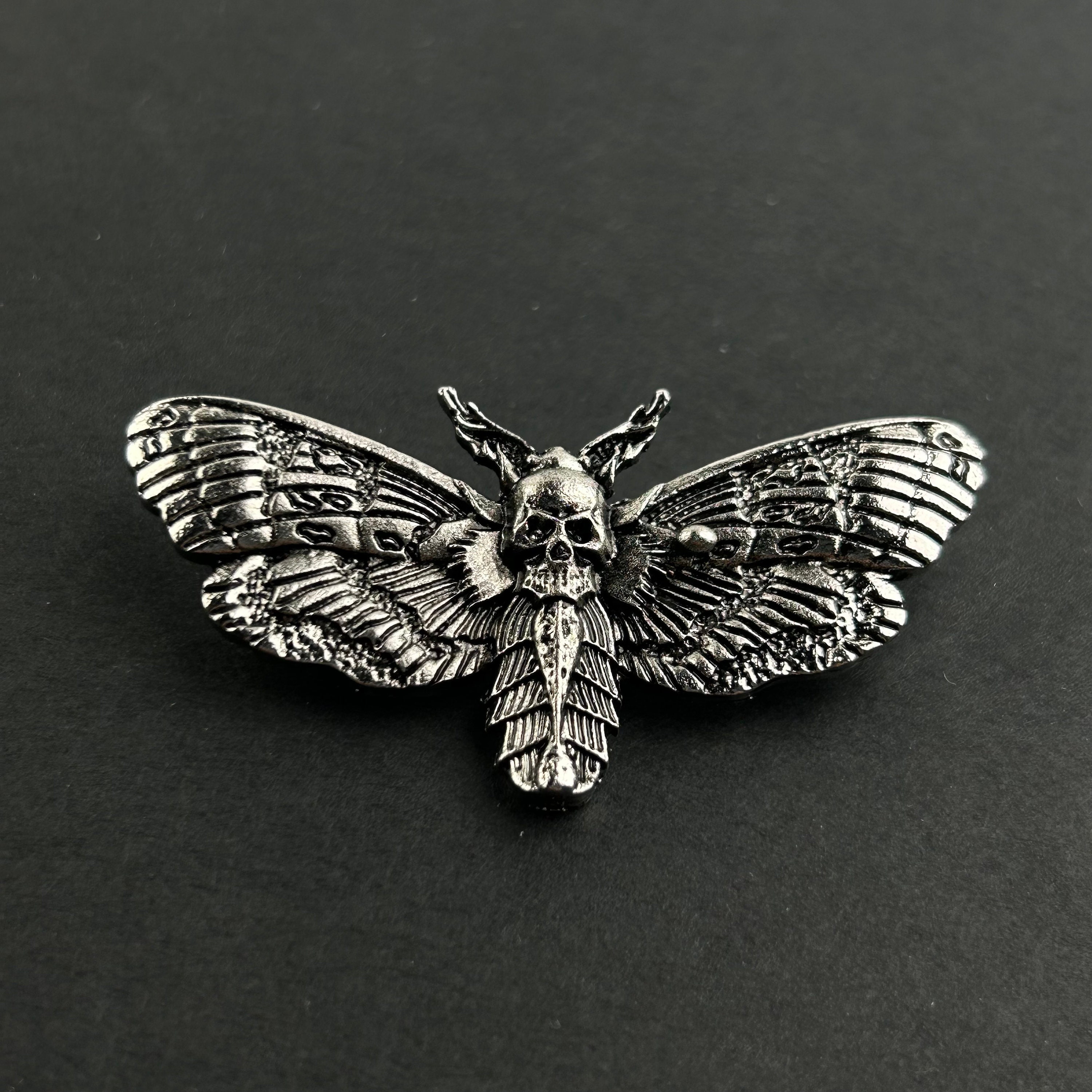 Mystical Death Skull Moth Butterfly Brooch Pin Unique Gothic Jewelry - Etsy