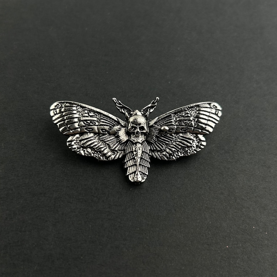 Mystical Death Skull Moth Butterfly Brooch Pin ~ Unique Gothic Jewelry ...
