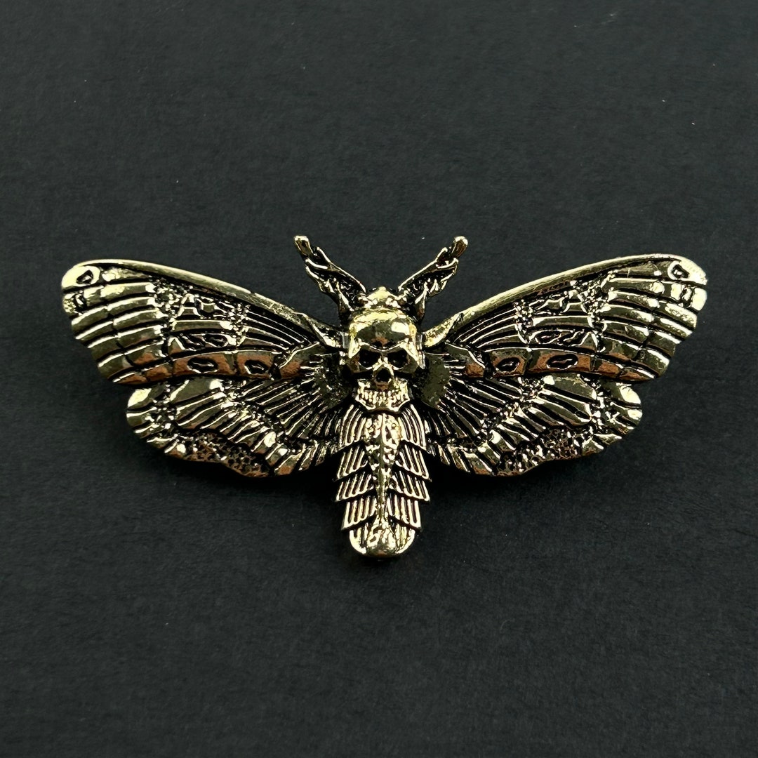 Mystical Death Skull Moth Butterfly Brooch Pin Unique Gothic Jewelry - Etsy