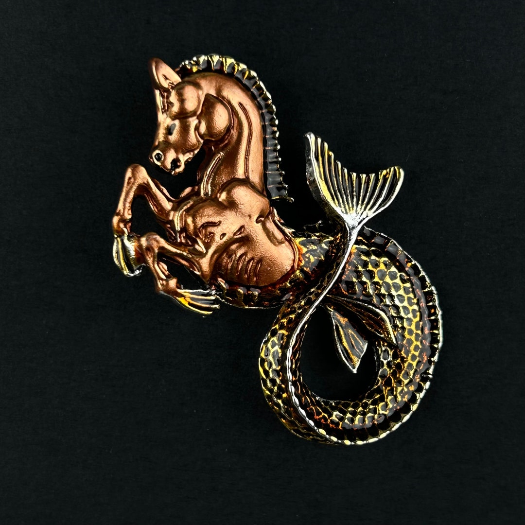 Horse and Fish Brooches Pins Hippocampus Water Horse Merhorse Enamel ...