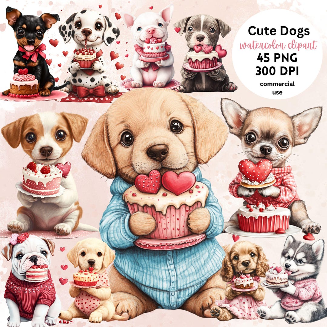 Watercolor Dog Breeds Clipart, Cute Dog Graphics, Printable Pet ...