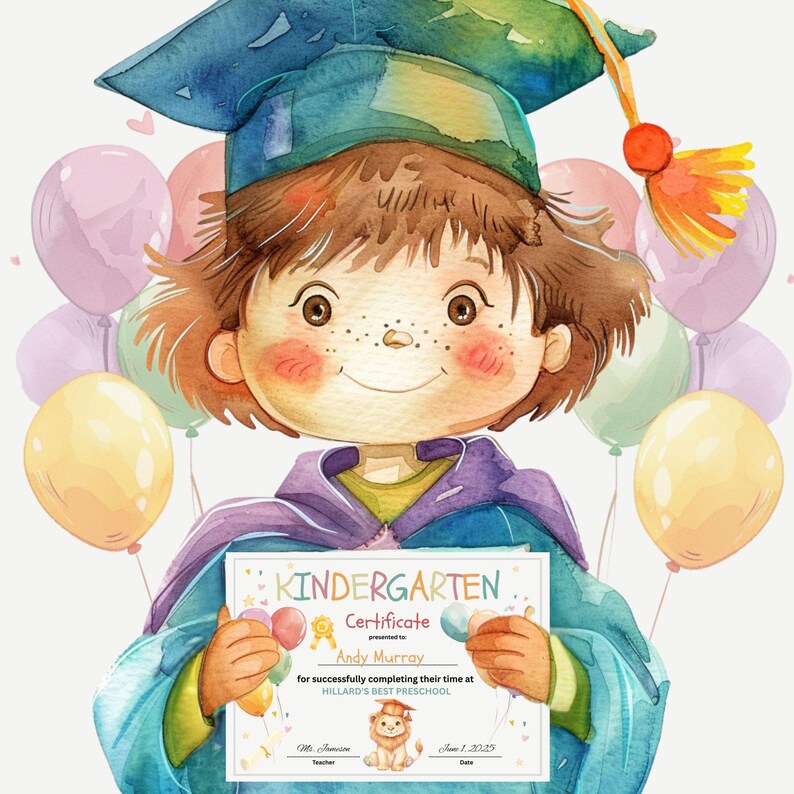 Preschool Graduation Certificate, Kindergarten Editable Template ...