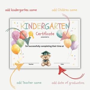 Preschool Graduation Certificate, Kindergarten Editable Template ...