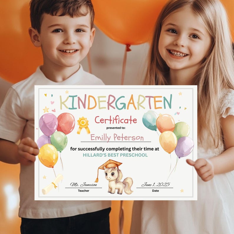 Preschool Graduation Certificate, Kindergarten Editable Template ...