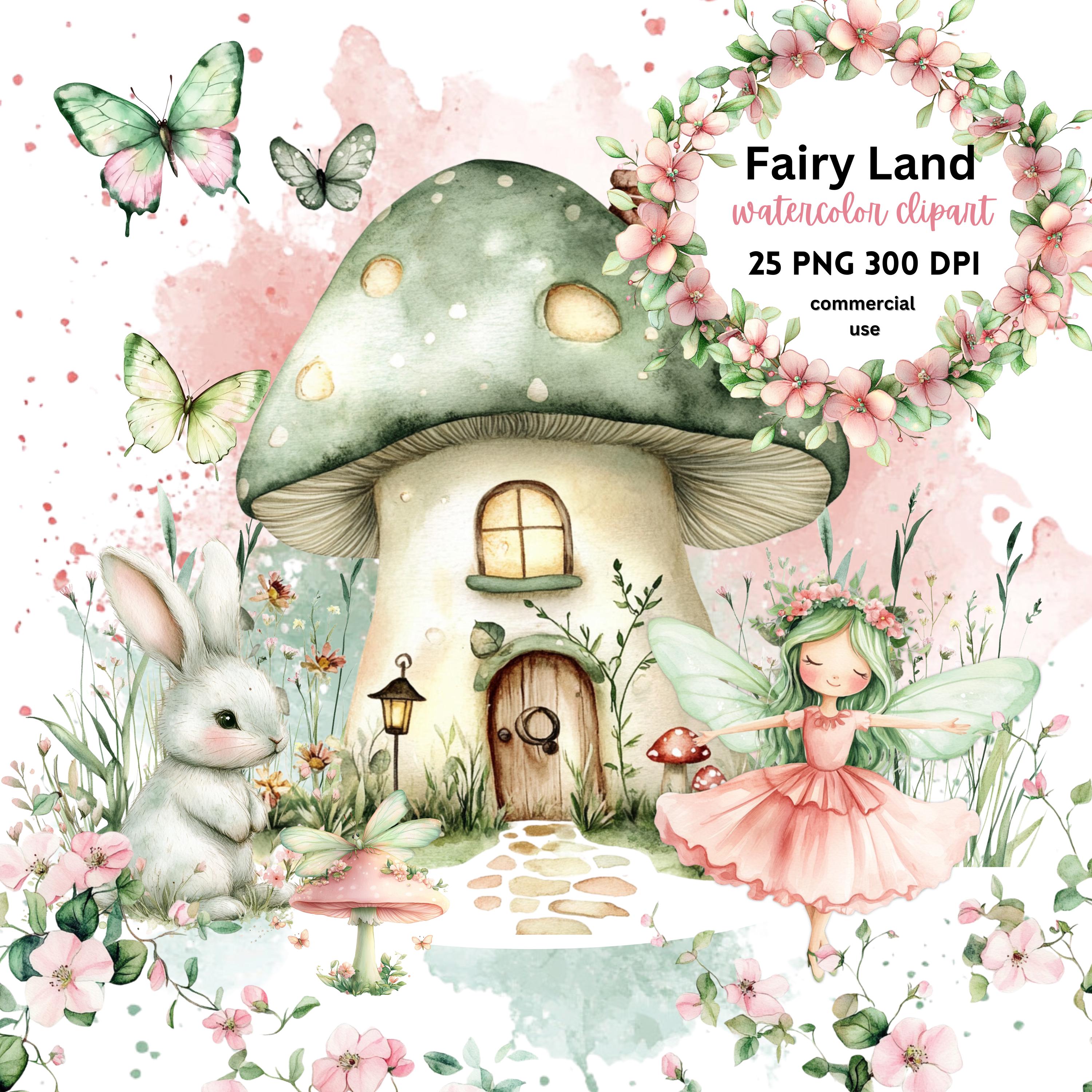 Watercolor Fairy Land Clipart, Whimsical Scrapbooking: Fairy Houses ...