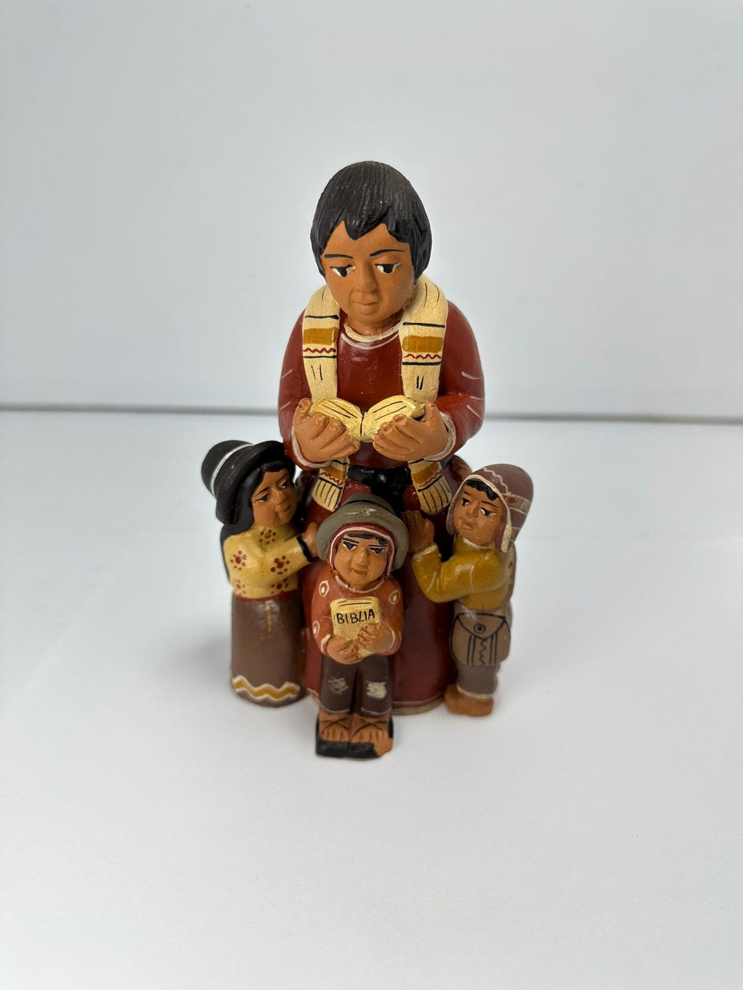 Handmade Clay Statue Figurine - Peruvian - Father Kids Cook Reading ...