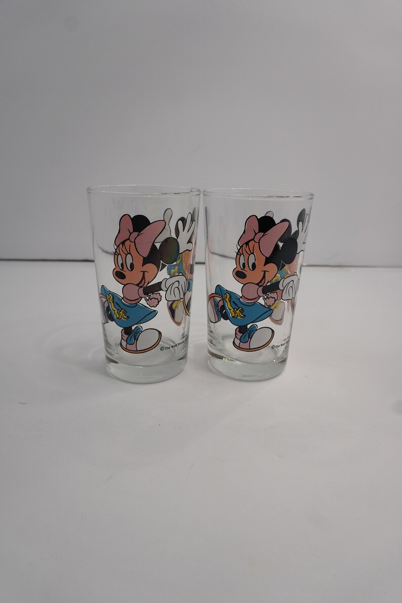 Vintage Disney's Mickey & Minnie Mouse Set of 2 Glasses 50s Sock Hop ...