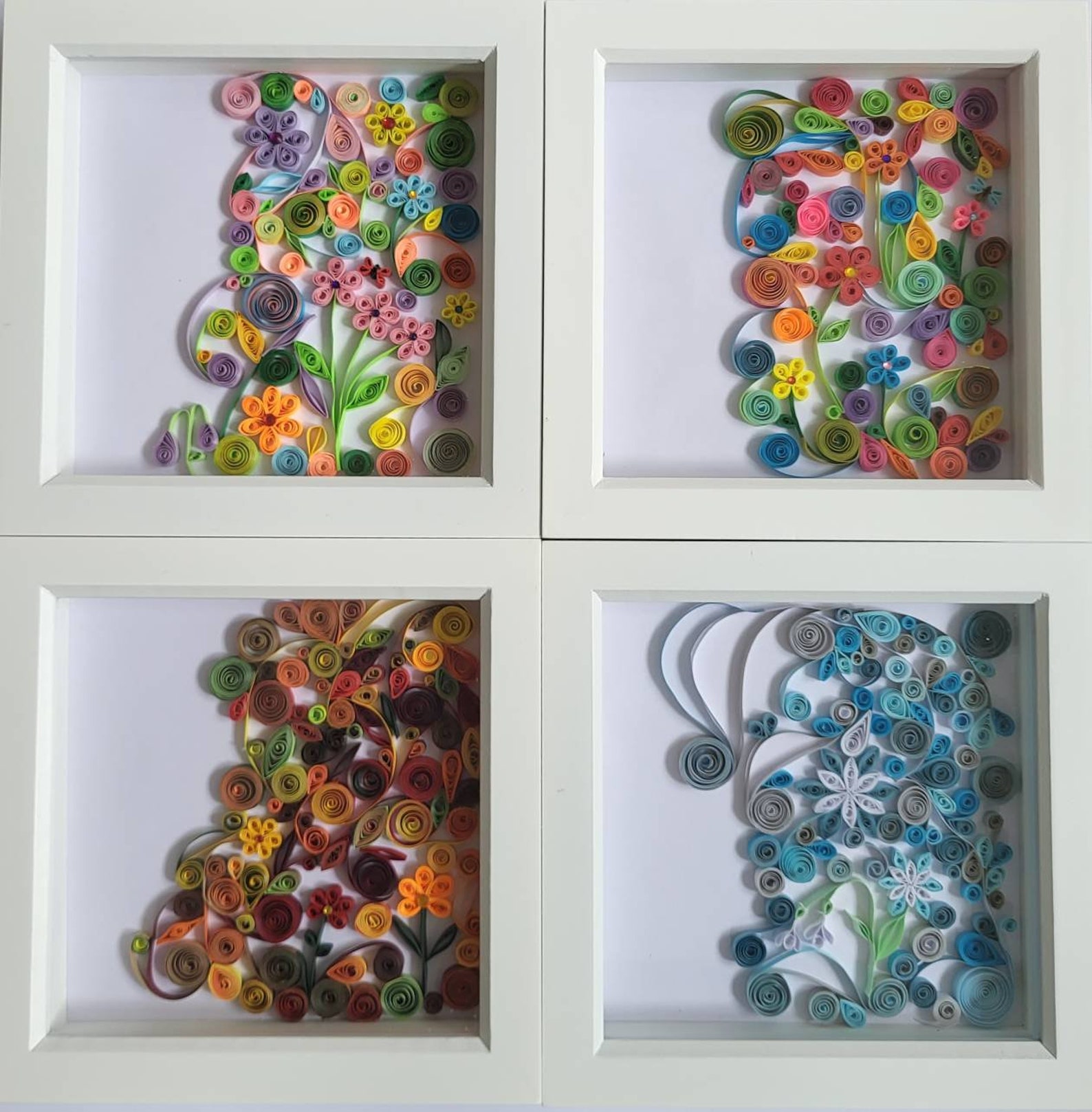Four Seasons Spring Quilling Art Wall Decor Quilled Art - Etsy
