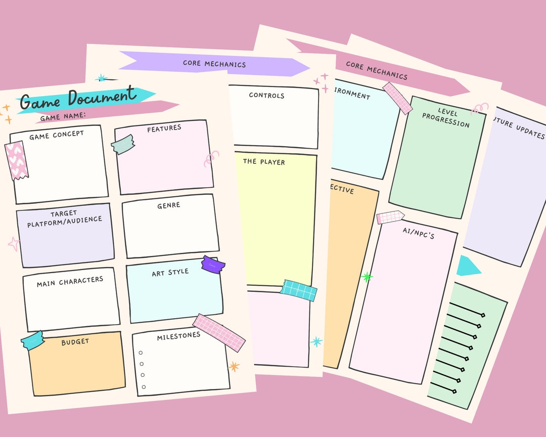 Game Design Document/planner - Etsy