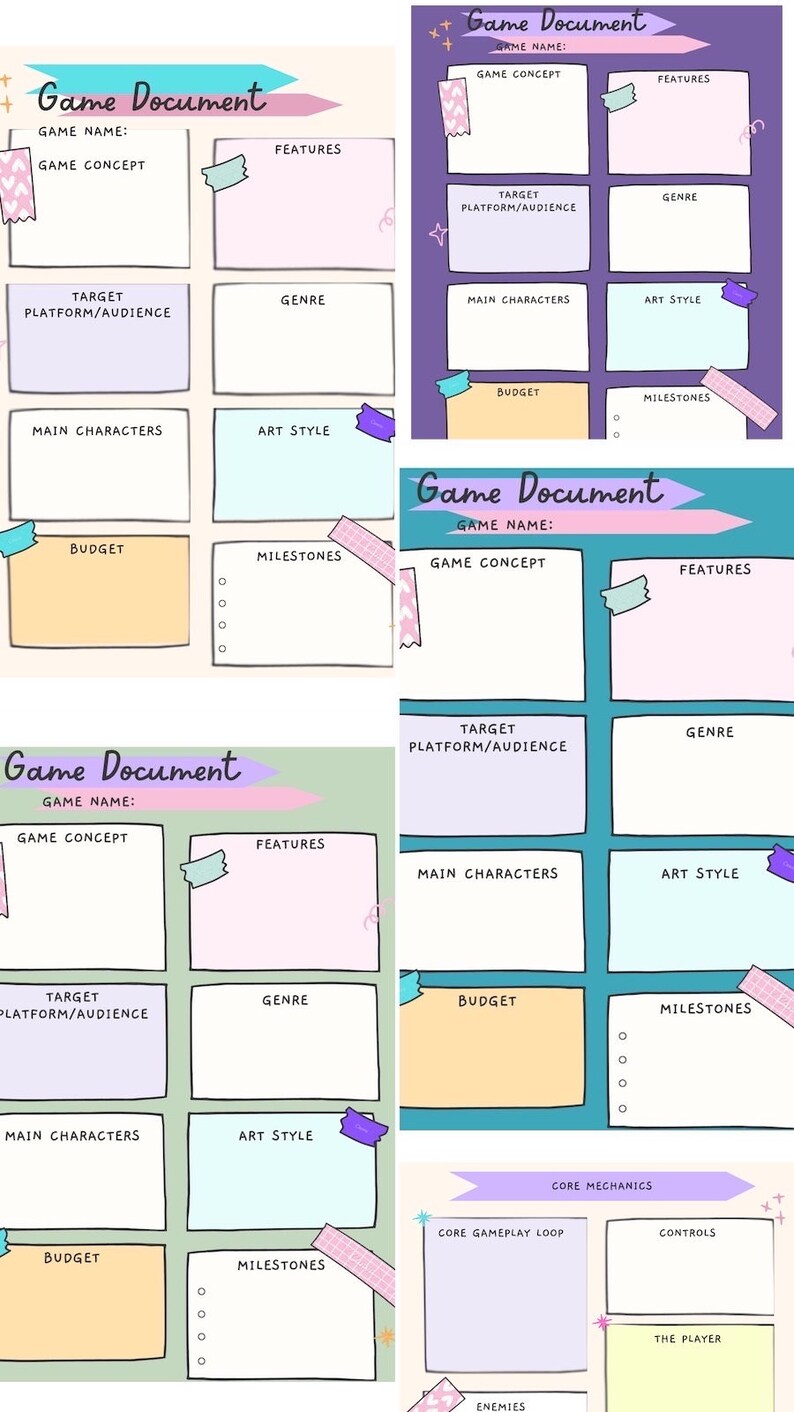 Game Design Document/planner - Etsy