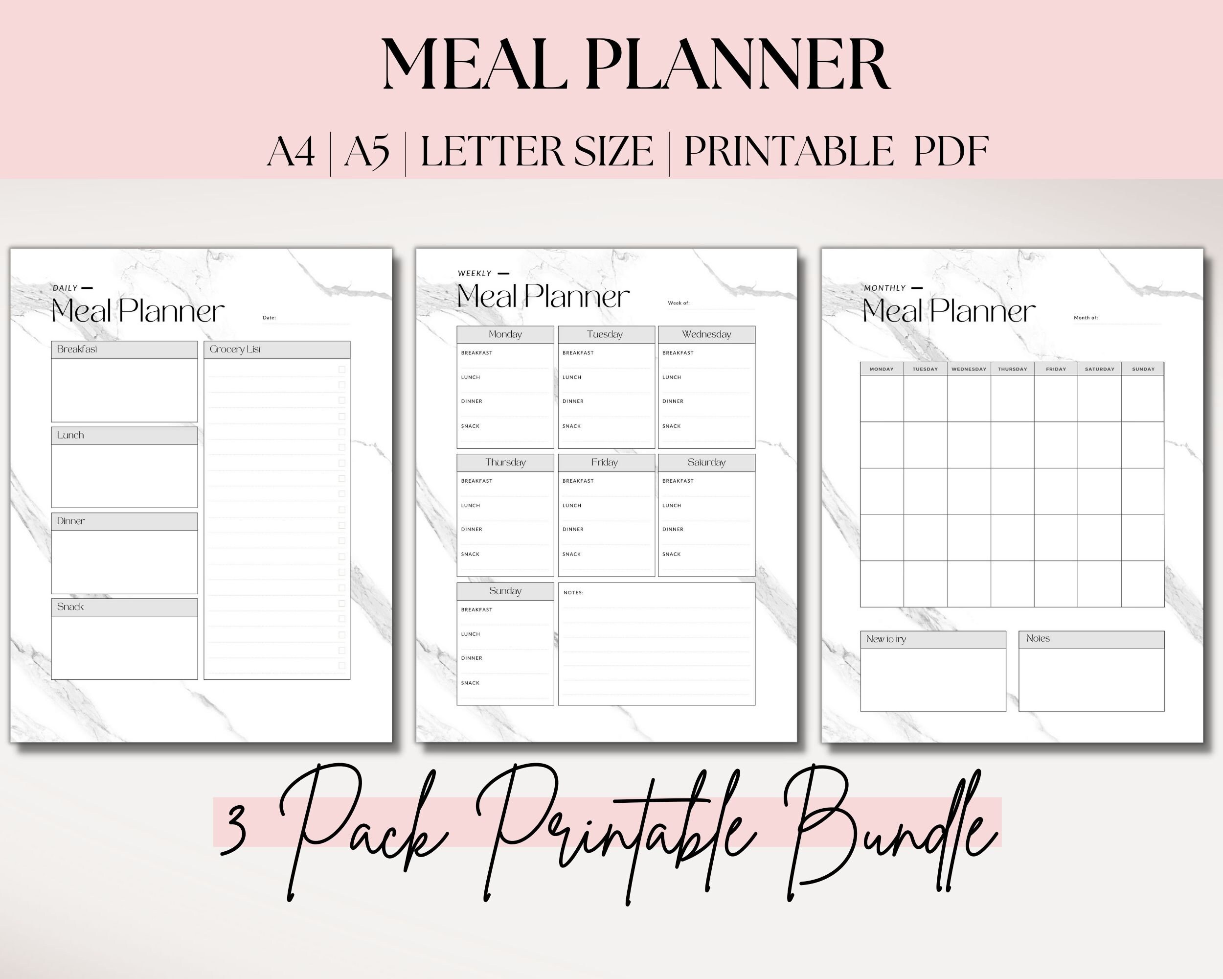 Daily Meal Planner Weekly Meal Planner Printable Monthly Meal Planner ...