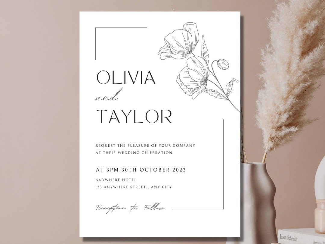 Editable Wedding Reception Invitation Template Minimalist - Etsy
