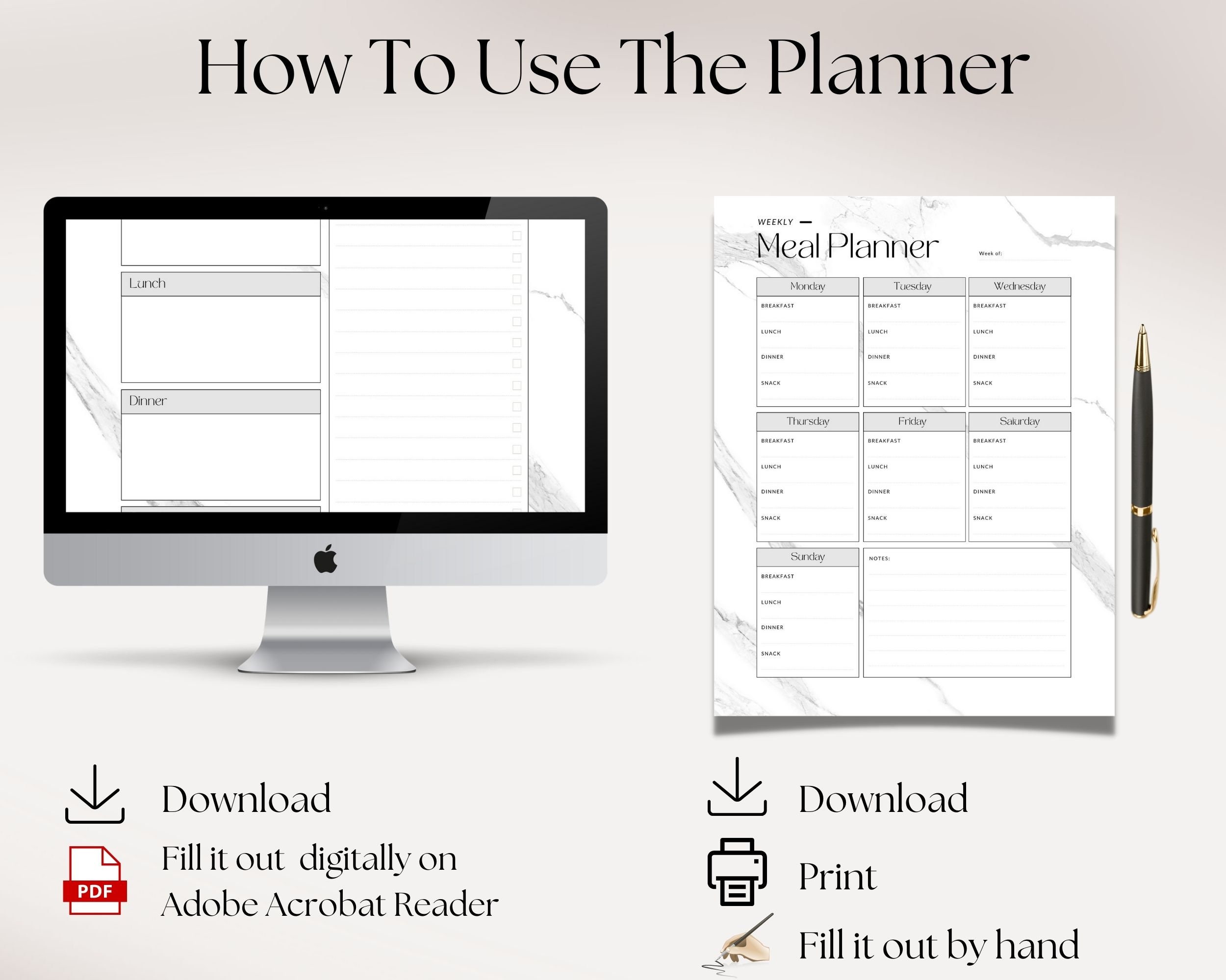 Daily Meal Planner Weekly Meal Planner Printable Monthly Meal Planner ...