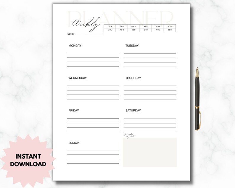 Daily Weekly Monthly Planner Printable Pages Planner Bundle Printable ...