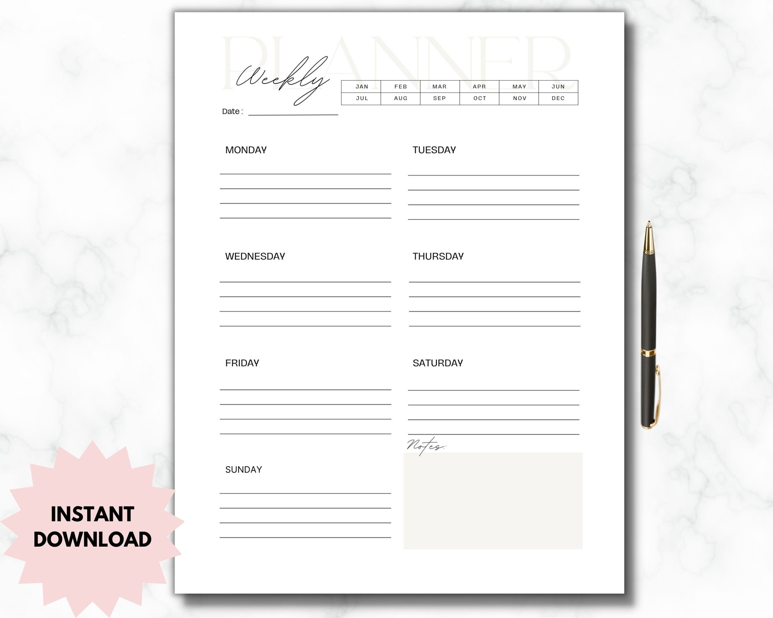 Daily Weekly Monthly Planner Printable Pages Planner Bundle Printable ...