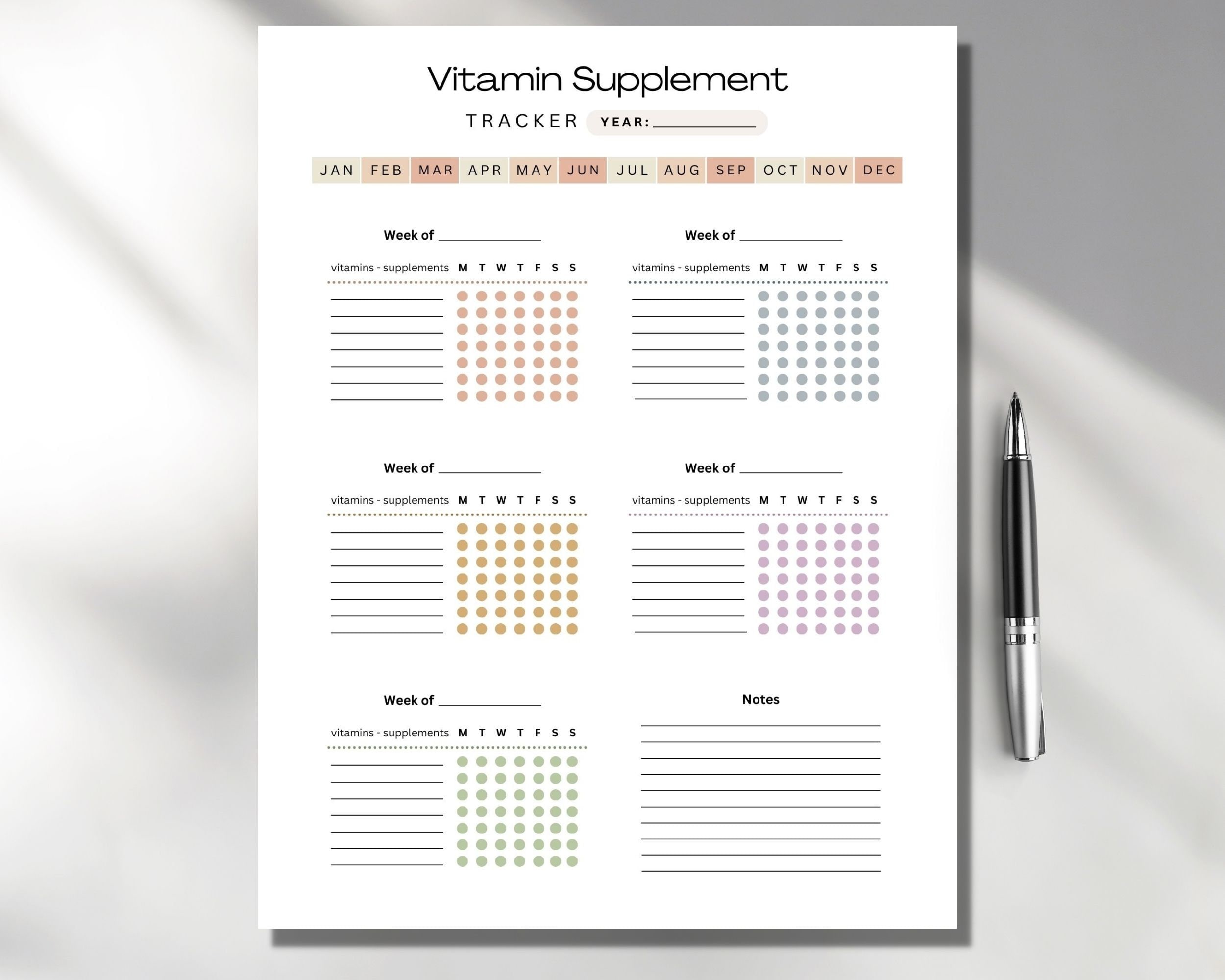 Vitamin Tracker, Vitamin Supplement Tracker, Printable Medication ...