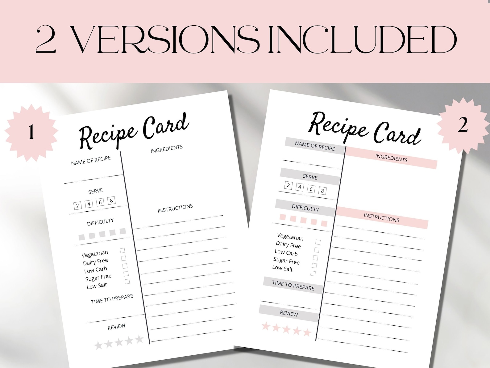 Printable Recipe Template, Digital Recipe Card, Recipe Template, Recipe ...