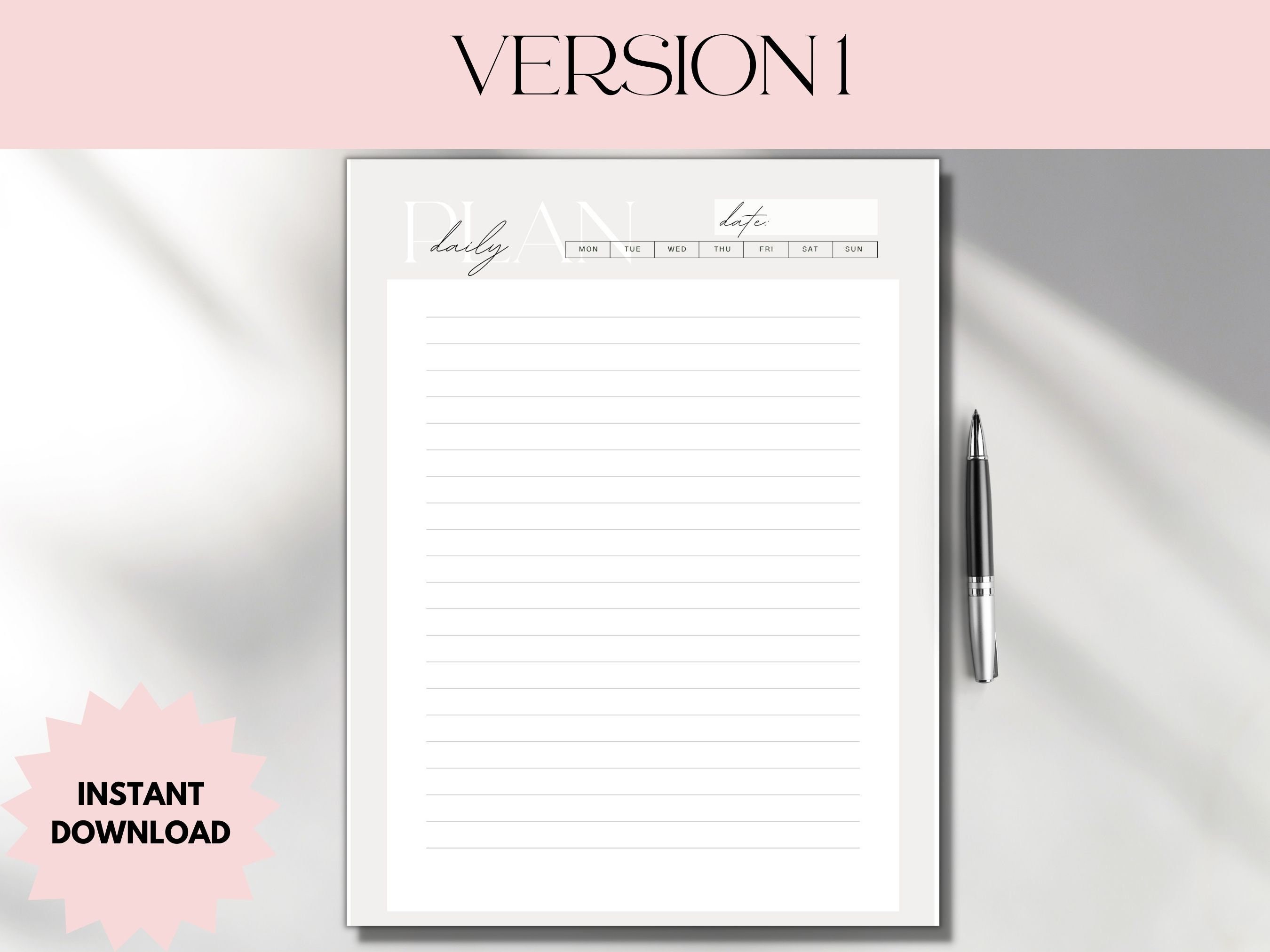 Printable Notes Pages, Minimal Printable Daily Planner, Notes Planner ...
