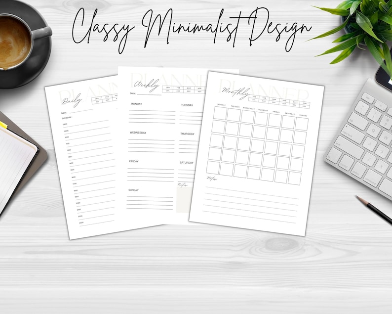 Daily Weekly Monthly Planner Printable Pages Planner Bundle Printable ...