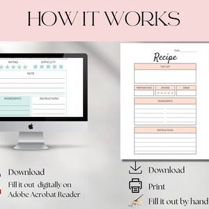 Printable Recipe Template, Recipe Sheet, Recipe Template, Recipe Card ...