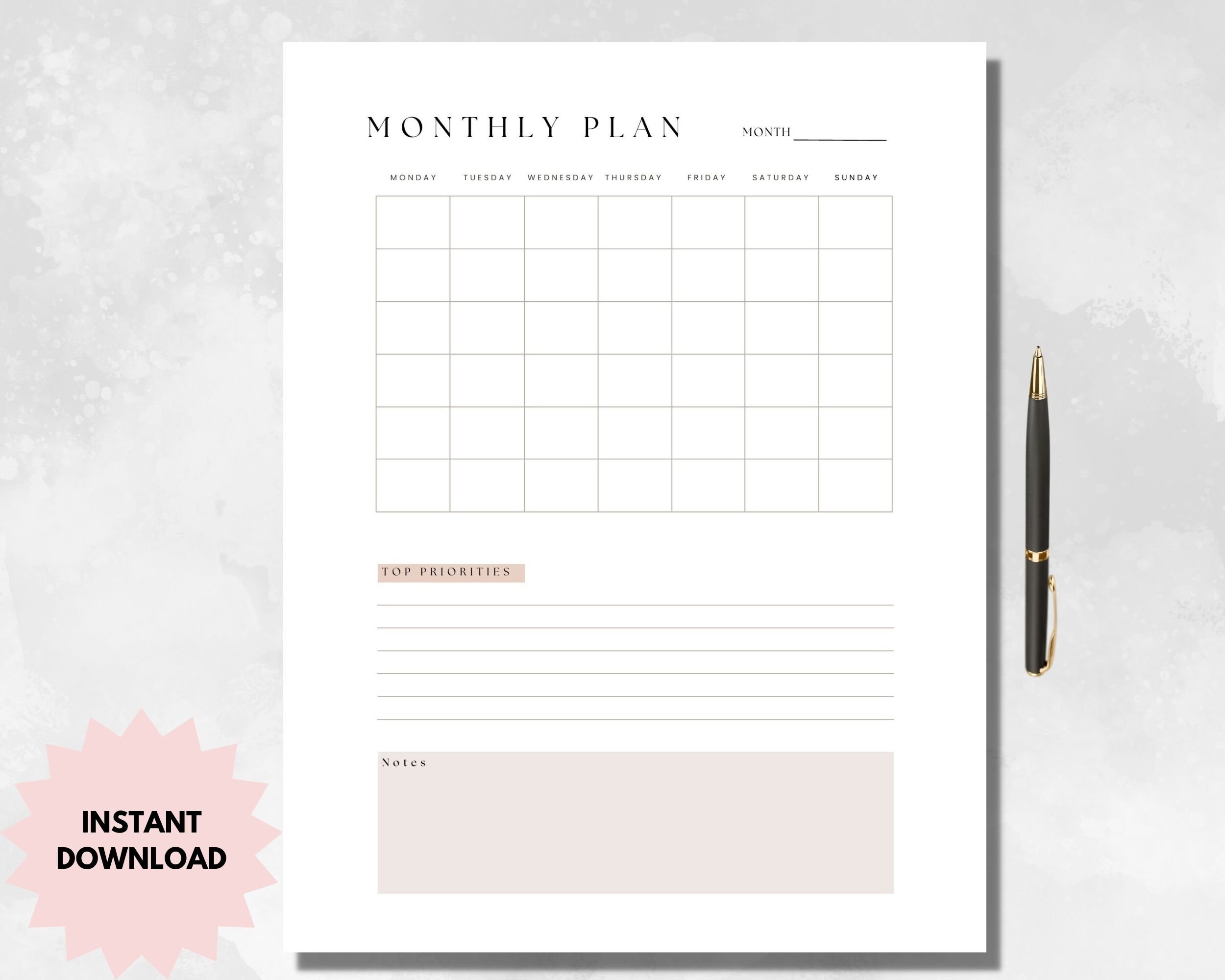 Daily Weekly Monthly Planner Printable Pages Planner Bundle Printable ...
