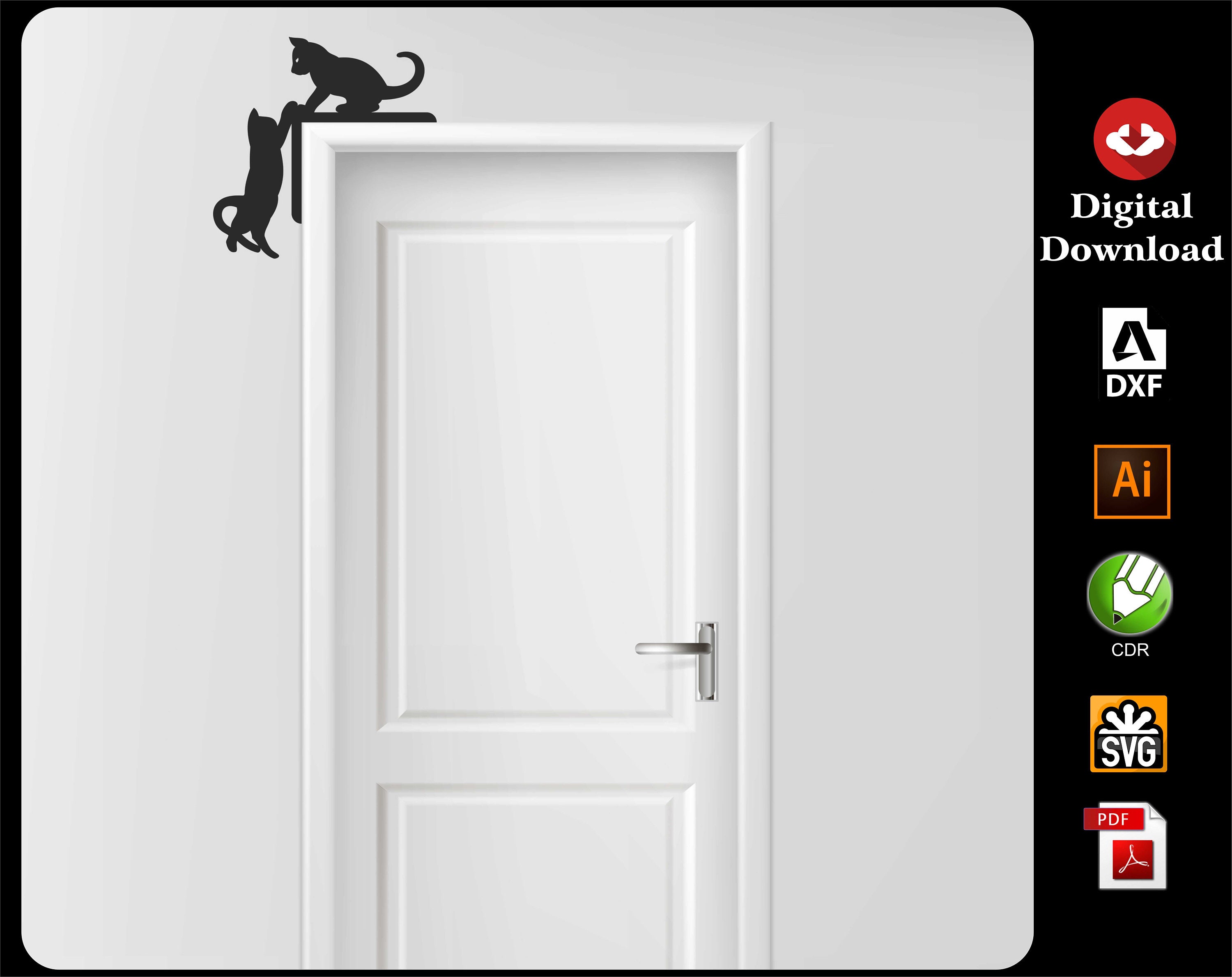 Cats Door Frame Decor Laser Cut Files Cnc Router Plans SVG DXF CDR Pdf ...