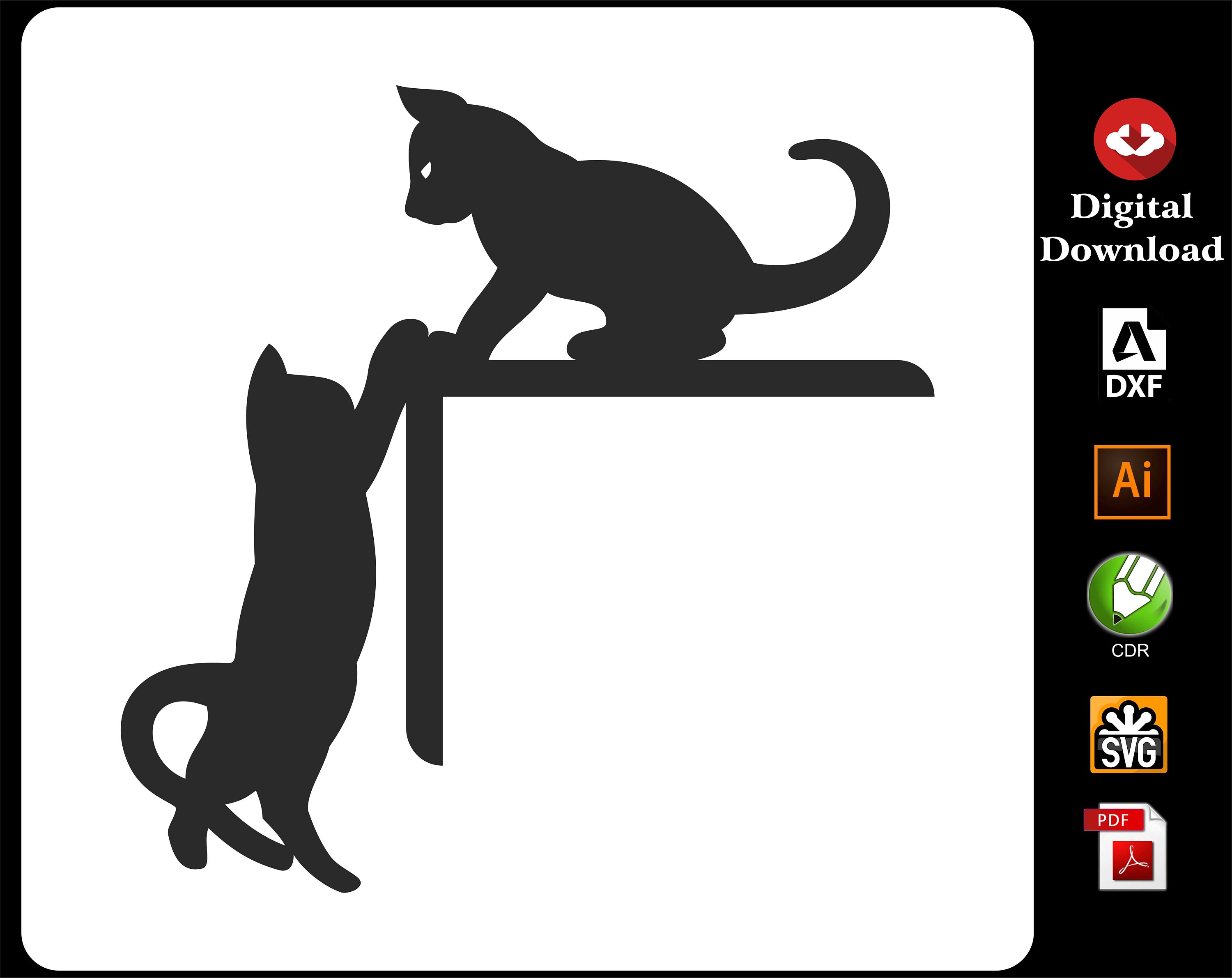 Cats Door Frame Decor Laser Cut Files Cnc Router Plans SVG DXF CDR Pdf ...