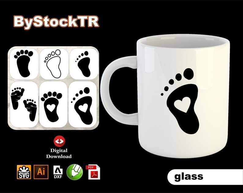 Baby Footprint, Sticker, Baby Feet SVG Instant Download SVG, PNG, Eps ...