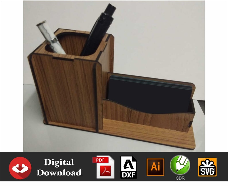Pen Holder Name Holder Laser Cut Desktop Pen Holder Organizer Dxf Cdr ...