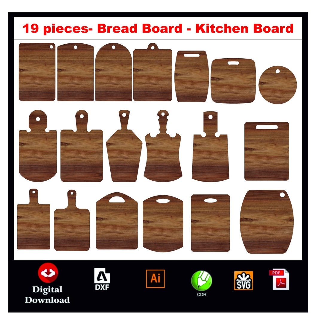 19 Kitchen Cutting Board Big Set SVG Boards for Serving - Etsy